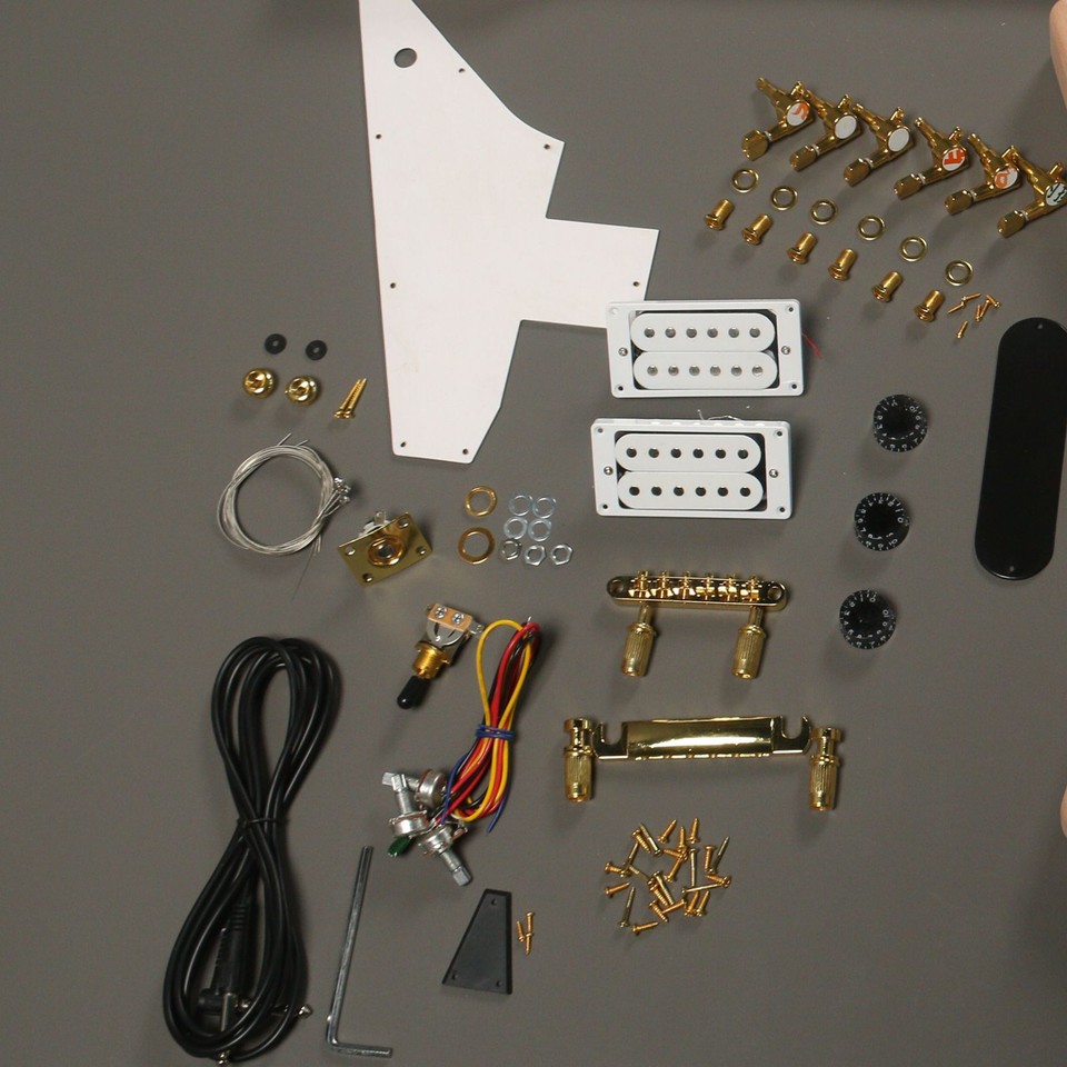 Full Set Kits Unfinished Explorer Electric Guitar DIY Mahogany Body 6 ...