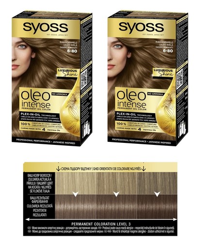 2x Syoss Oleo Intense Permanent Japanes Oil Color No ammonia 6-80 ...