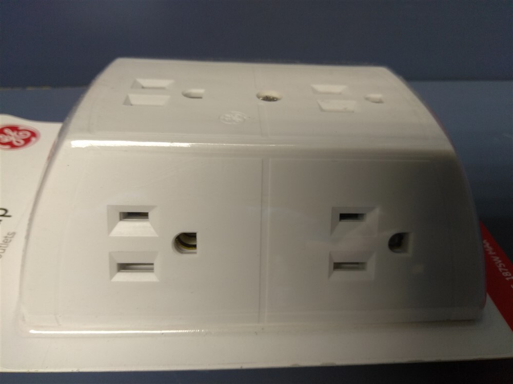 GE Grounded Adapter Spaced Six 6 Outlet Tap Converter Wall Electrical ...