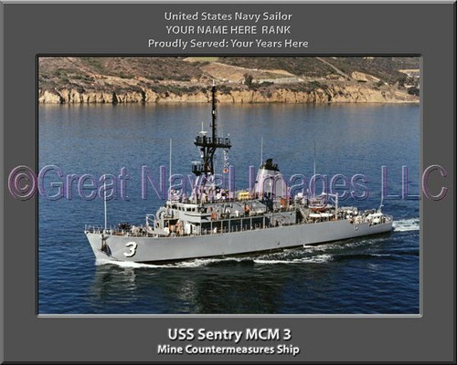 USS Sentry MCM 3 Personalized Canvas Ship Photo 2 Print Navy Veteran ...