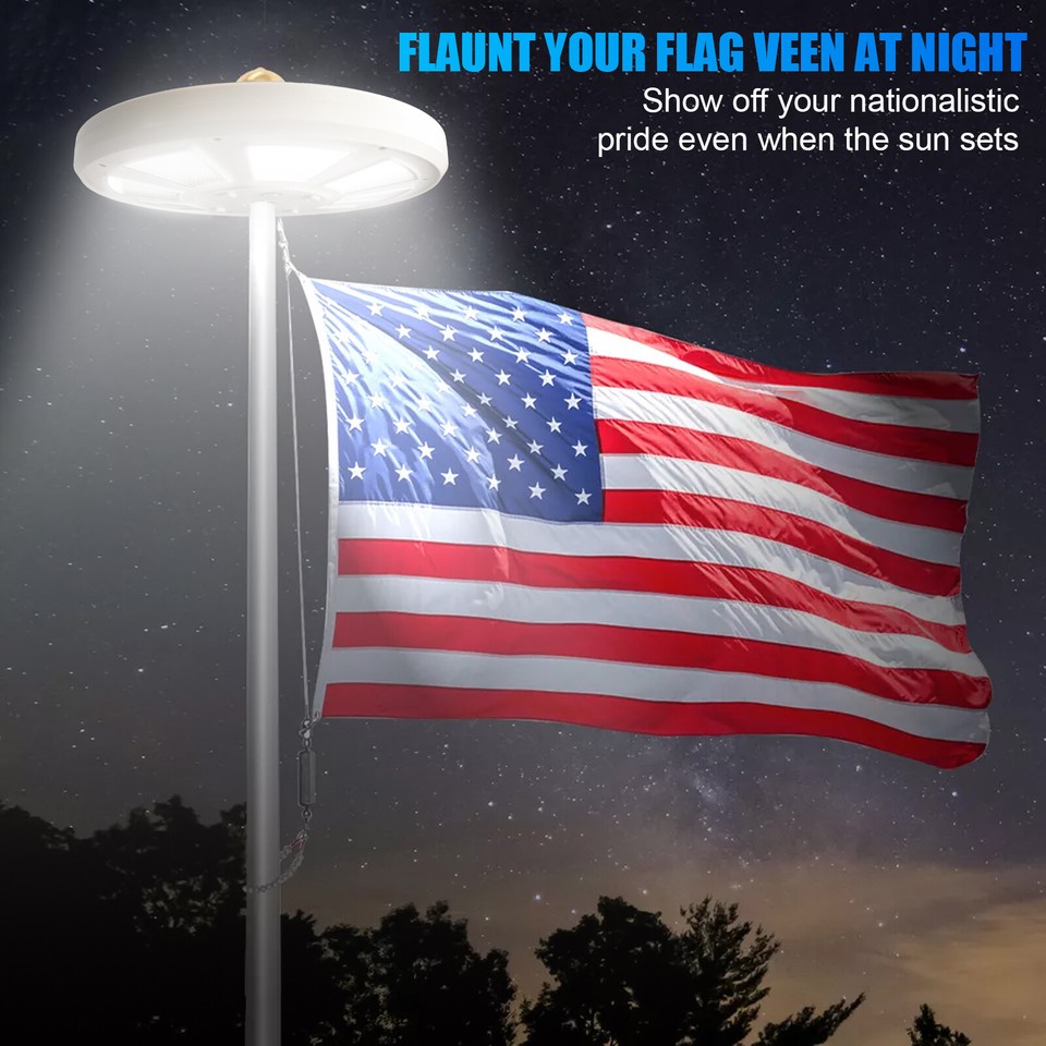 Solar Flag Pole Light Flagpole 136 LED Flag Light Outdoor Lighting ...