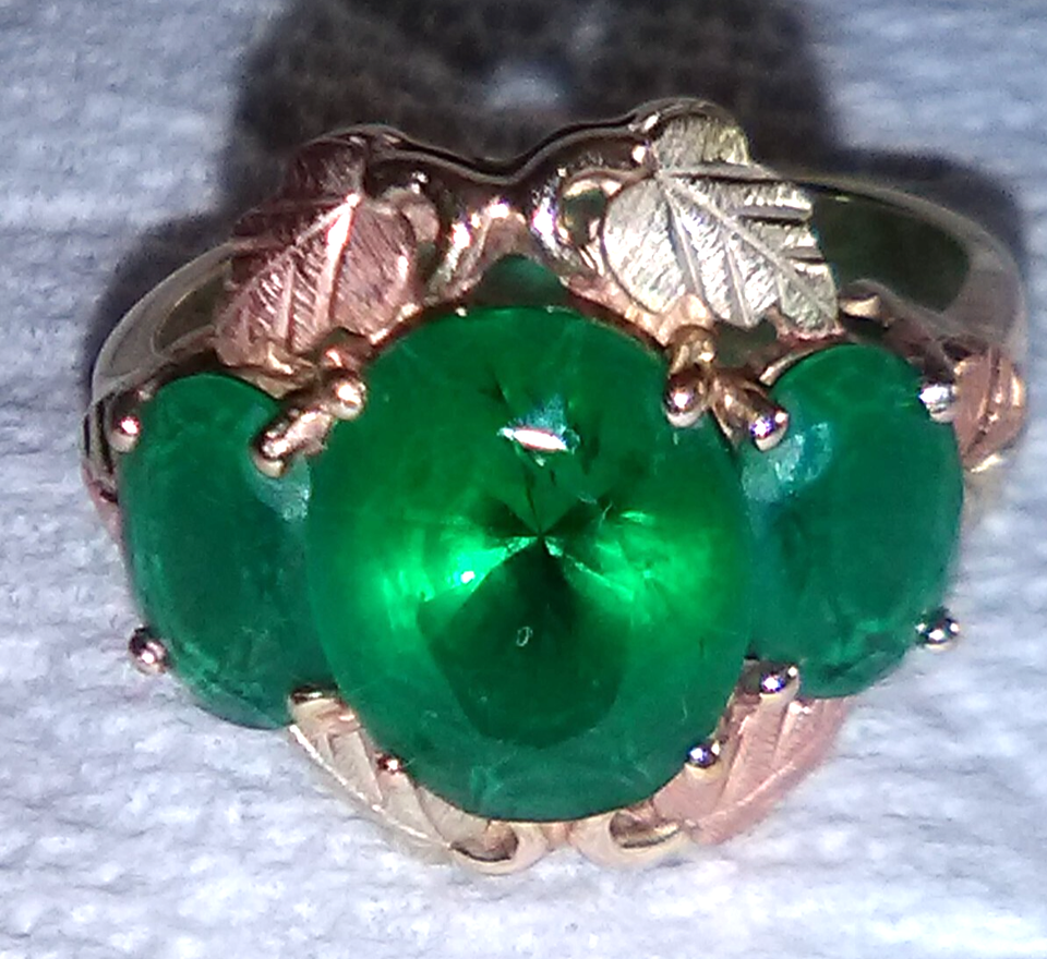 Black Hills Gold sets Green Helenite signed 10K Sz 7.5 | eBay