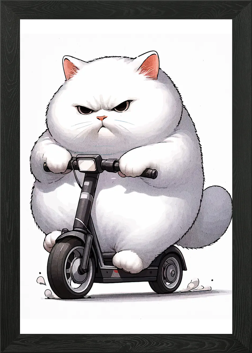 Grumpy Cat on Scooter Framed Wall Art Poster Canvas Print Picture | eBay UK