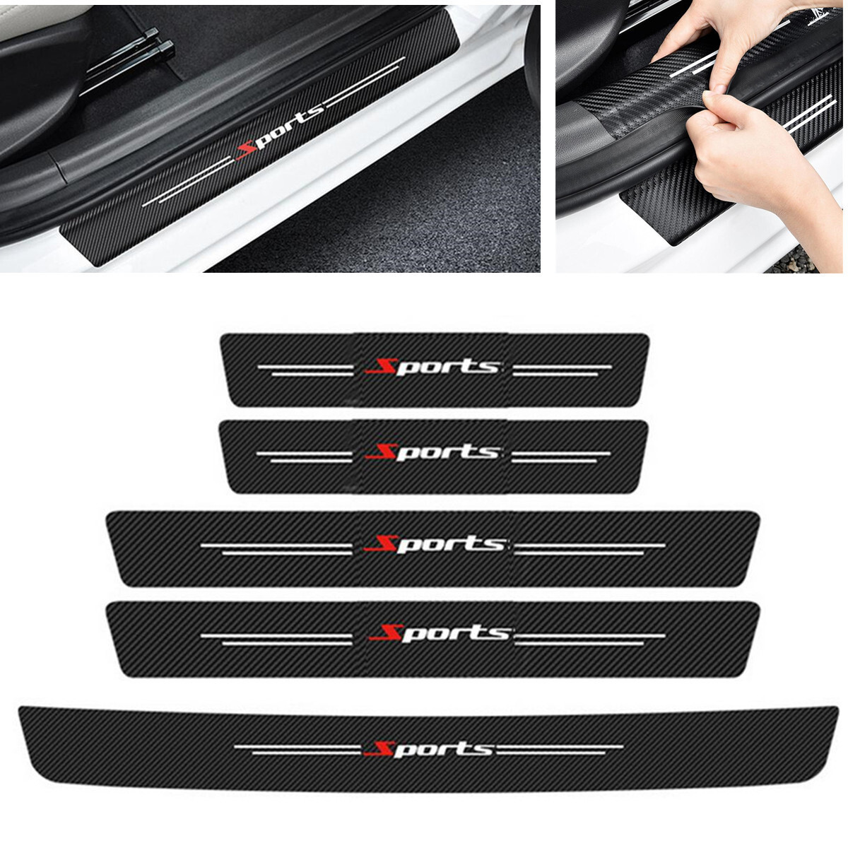 Car Door Scuff Sill Cover Panel Step Trunk Protector Stickers Carbon ...
