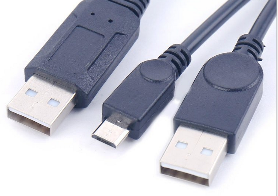 USB 2.0 A male to A Male + Micro 5pin Male Data Power Y Cable HDD Hard ...