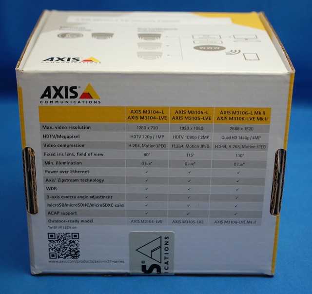 Axis M3105-LVE Indoor/Outdoor Netowork Security Camera System - White ...