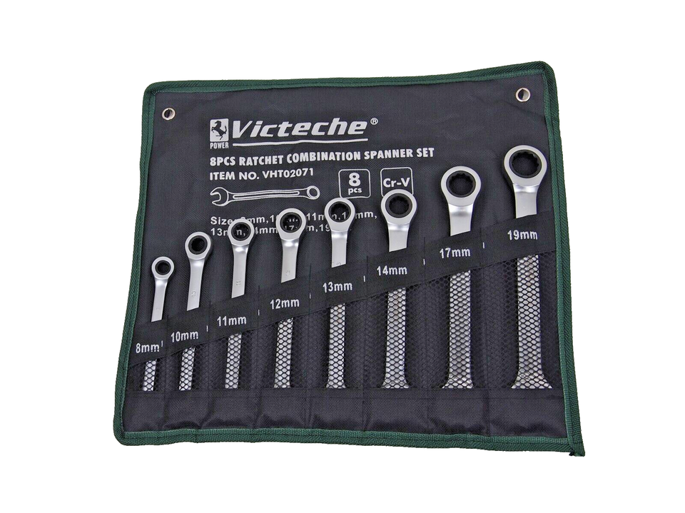 8 Pc Metric Ratcheting Combination Wrench Spanner 8-19mm 12 Point Tool ...