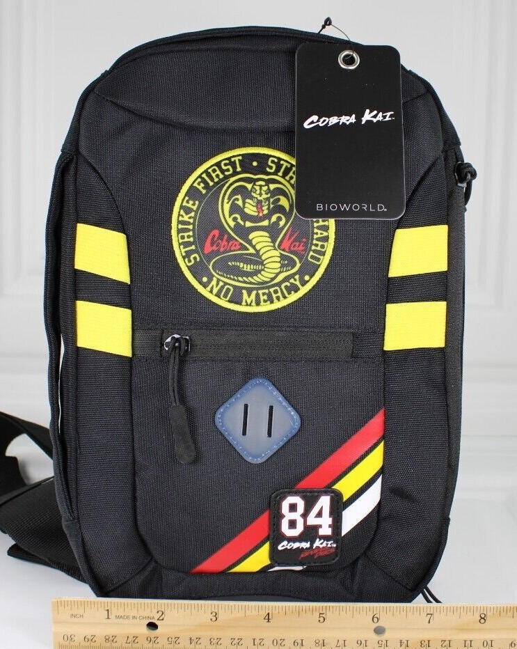 Cobra Kai Sling Backpack Dojo Logo Adjustable Straps Zippered Pockets ...