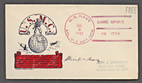 GEN. DAVID SHOUP- COMMANDANT USMC, MOH WINNER - SIGNED PATRIOTIC COVER ...