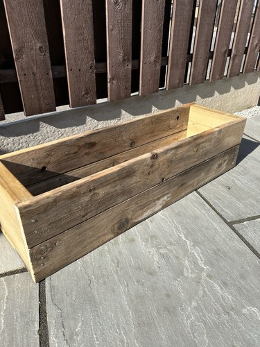 Large RUSTIC 1 Meter 100cm Wooden Planter / Veg Trough / Flower Bed ...