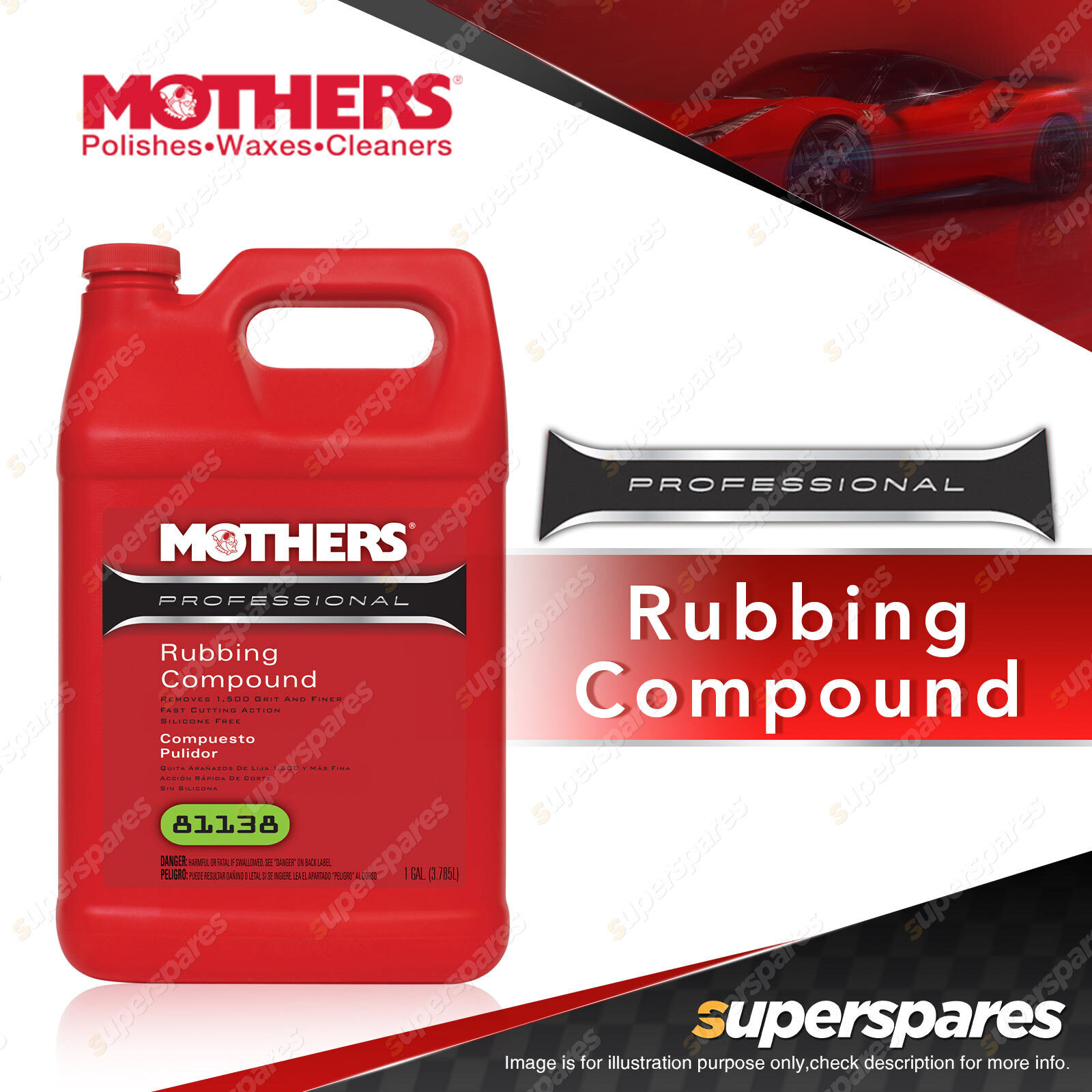 Mothers Professional Rubbing Compound 3.785L - Car Care Finish Polist ...