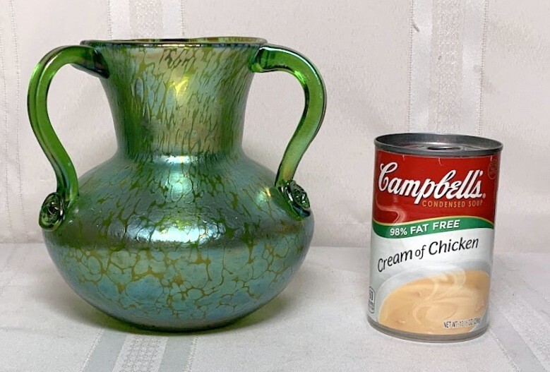 LOETZ, CRETE (GREEN) PAPILLON 3 HANDLED VASE, GREEN BUTTERFLY WINGS ...