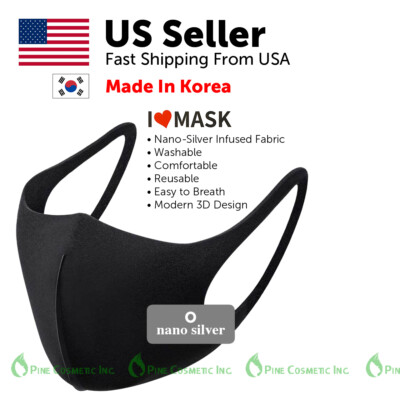 Black Nano-Silver Face Fashion Mask Washable Reusable Best Quality US ...