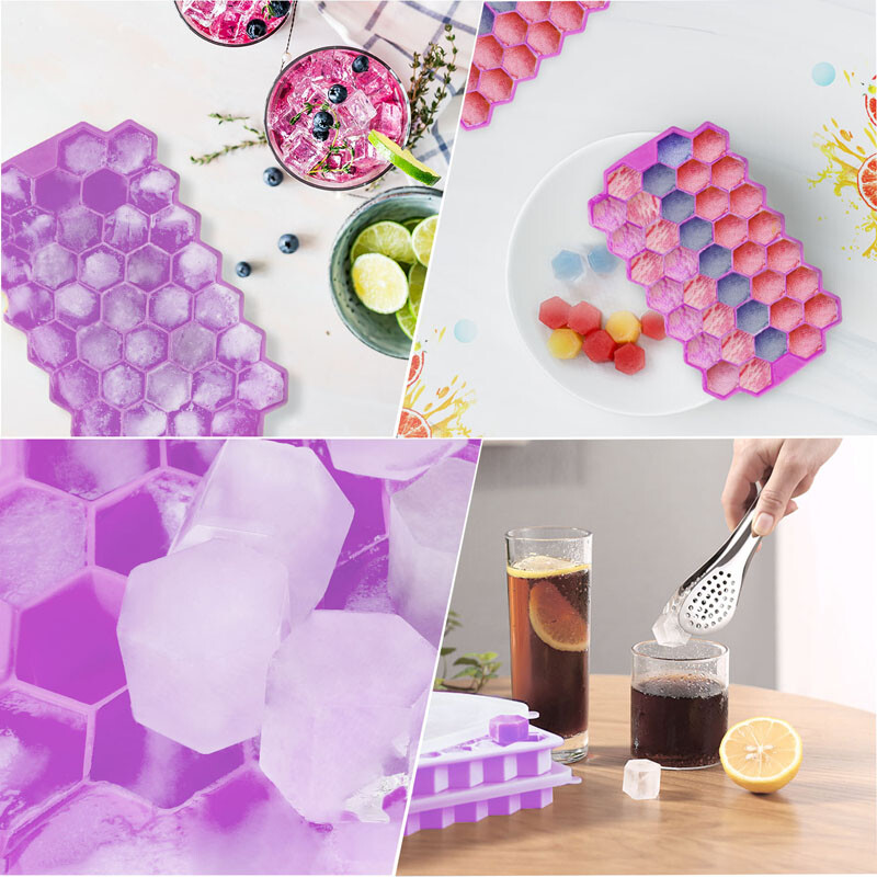 Premium Ice Cube Trays Silicone Hexagonal Ice Cube Molds with Sealing ...
