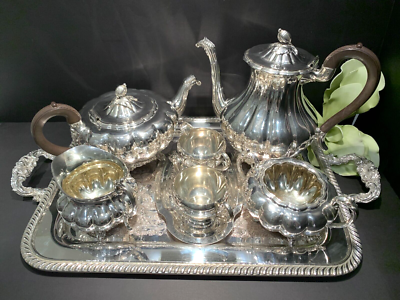 1881 Rogers Silver Plate Tea Service #7377 & Wm Rogers Tray #485 - 8 ...