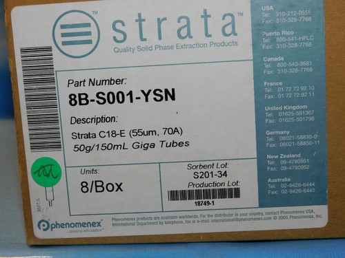 STRATA 8B-S001-YSN STRATA C18-E (55UM, 70A) 50G/150ML GIGA TUBES 8/PK ...