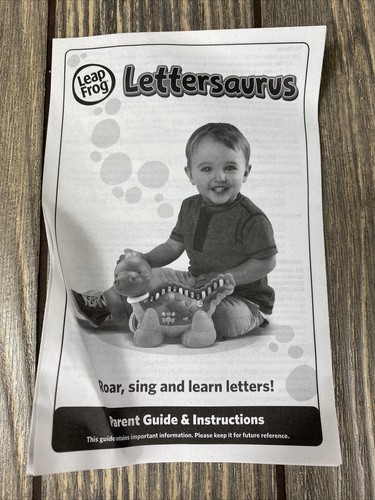 Leap Frog Lettersaurus Purple Dinosaur Alphabet Manual Instructions | eBay
