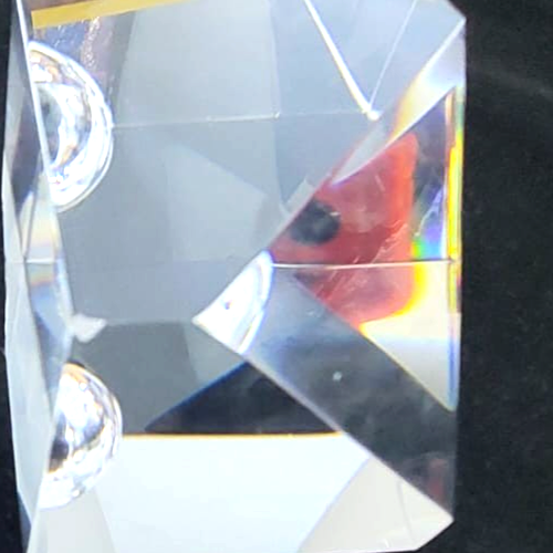 Vtg STEUBEN Signed Crystal Cube Floating Orb Art Glass Geometric ...