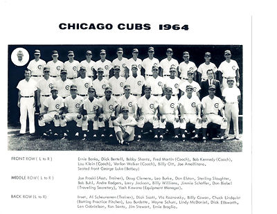 1964 CHICAGO CUBS 8X10 TEAM PHOTO BANKS SANTO WILLIAMS BASEBALL HOF MLB ...