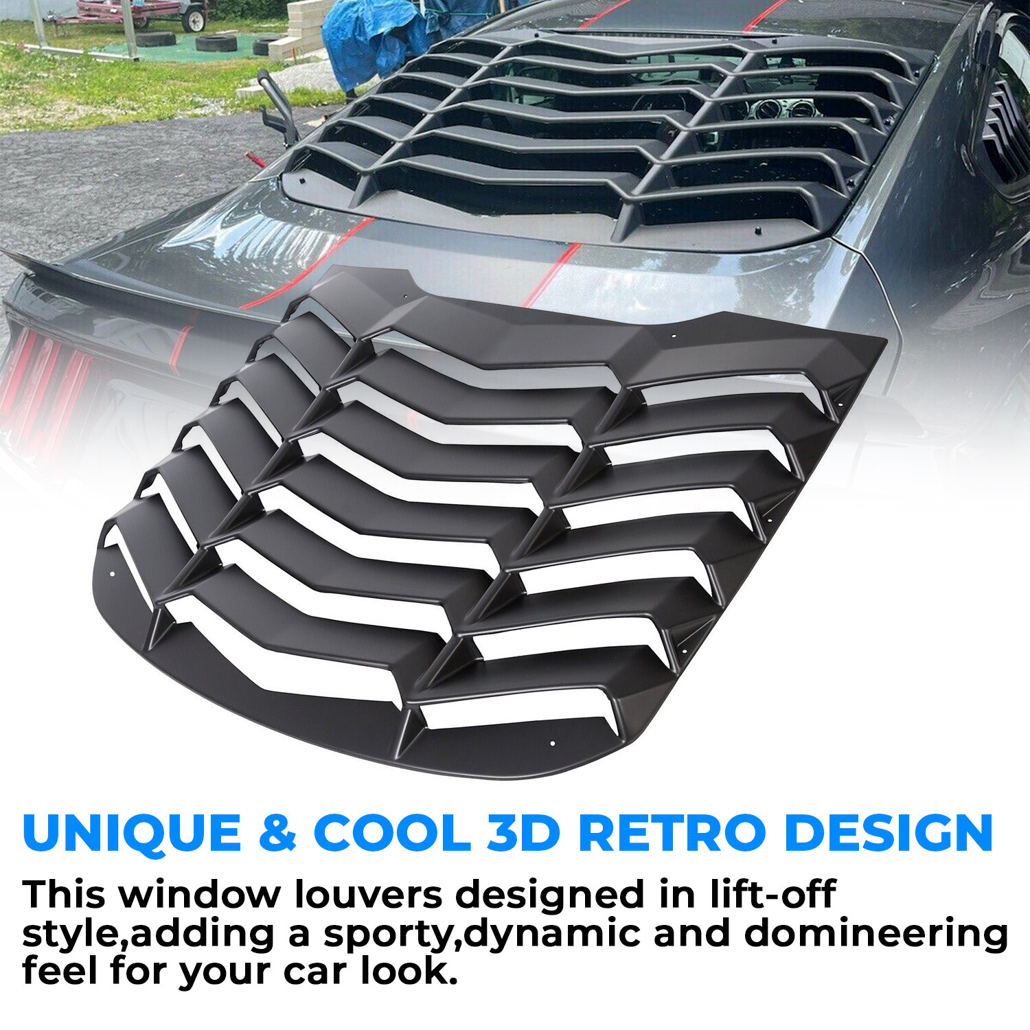 Fits 2015-2023 2019 2018 Ford Mustang Rear Window Louver Cover Sun ...