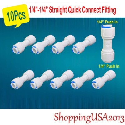 10 Pcs 1/4-1/4 Quick Connect Straight Fitting Connector Push In RO Home ...