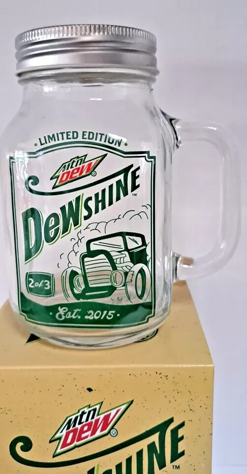 MOUNTAIN DEW DEWSHINE MASON JAR GLASS MUG LIMITED EDITION #2 of 3 NEW ...