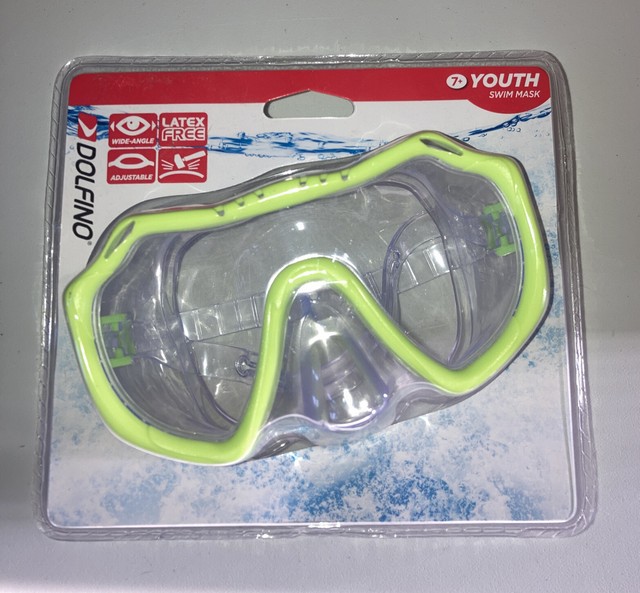 Dolfino Swim Mask Hot Yellow Wide-angle View Comfortable Fit 7 Youth A2 ...