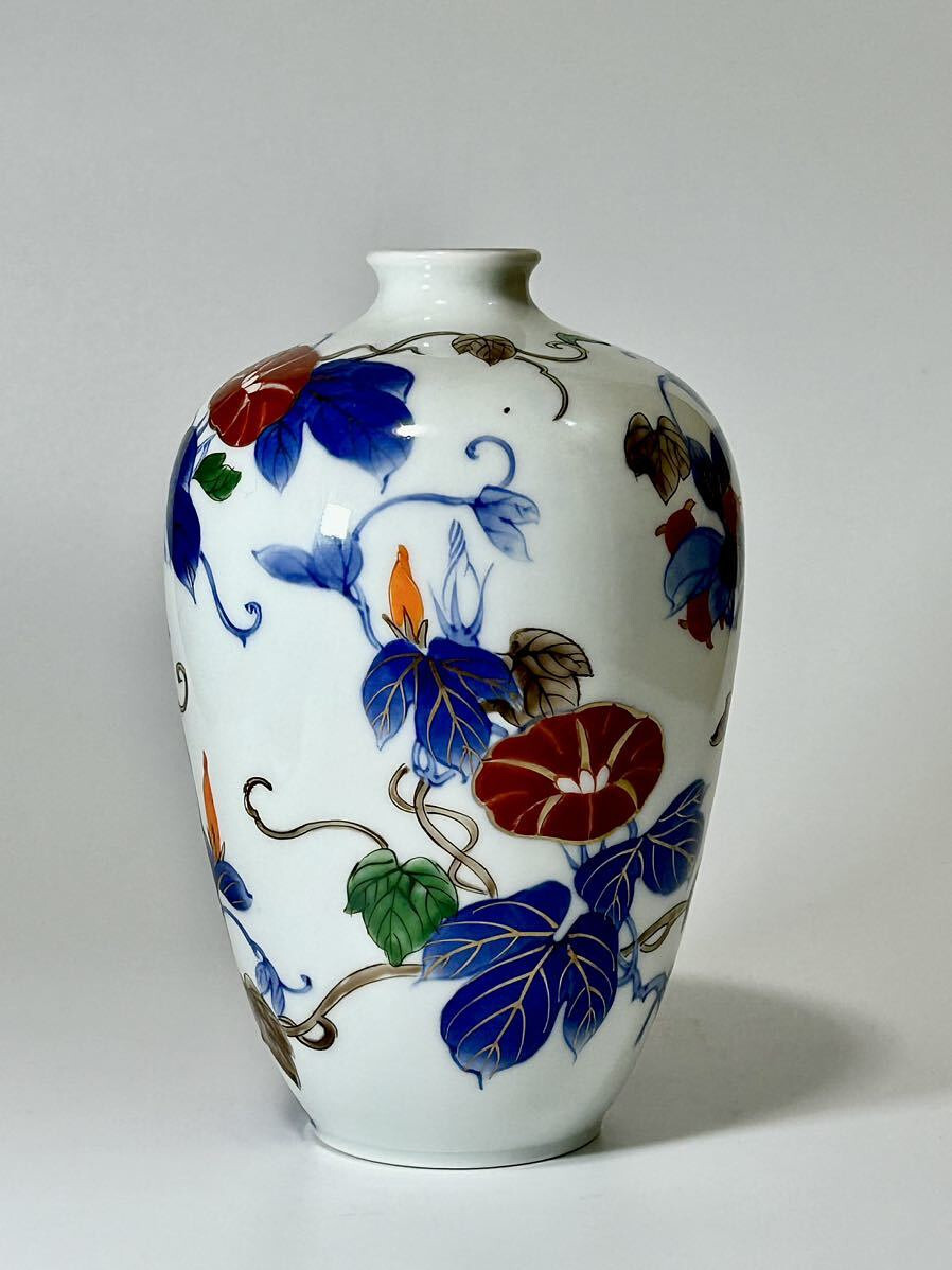 Japanese Antique Morning Glory Overglaze Vase by Tominaga Genroku Meiji ...