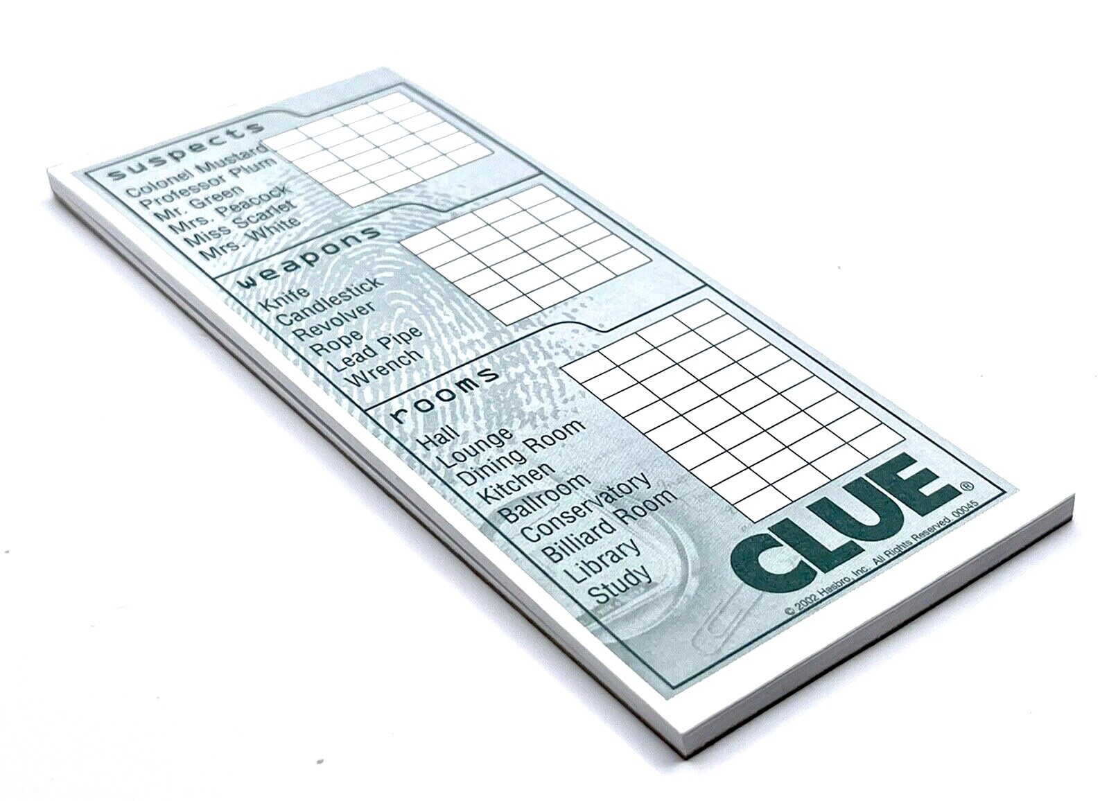 CLUE Game Detective Notepad - 2005 Replacement Pieces Parts | eBay