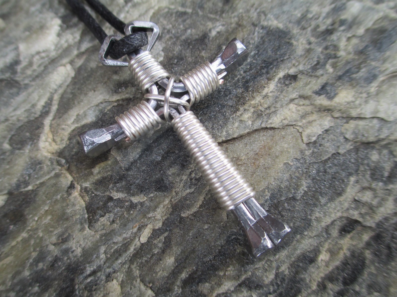 HANDMADE NAIL CROSS NECKLACES-LOTS OF COLORS -(5 PACK) Adjustable Cord ...