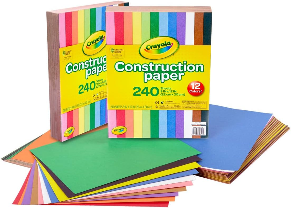 Crayola Bulk Construction Paper Pack - 480 Sheets, 10 Colors, 9x12 ...