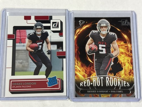 2022 Donruss Drake London Red Hot RC #RHR-3 + Base Rated Rookie #307 ...