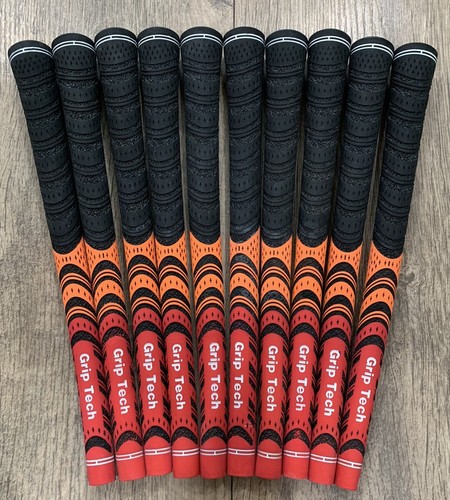 Grip-Tech Multi Compound Golf Grips Set Of 10 - Black/Orange/Red ...