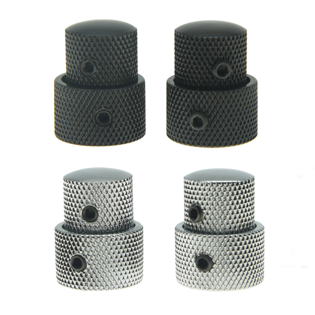 KAISH 2pcs Metal Dual Concentric Stacked Control Knobs fits Guitar Bass ...