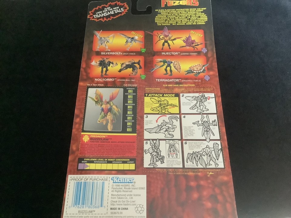 * NIB 1998 Kenner Transformers Fuzor BEAST WARS evil predacon ...