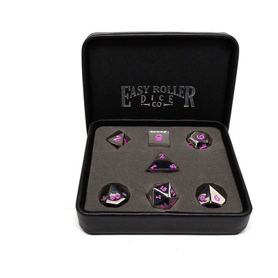 Medal Dice Poly Set Polished Silver w/Pink Signature Font - Standard ...