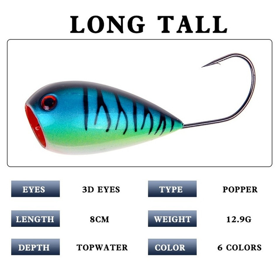 Topwater Popper Floating Bait 3D Eyes Floating Design Buoyant Movement ...