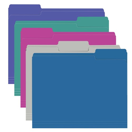 File Folder, 150 Pack 1/3 Cut Tab File Folders Letter Size, Colored ...