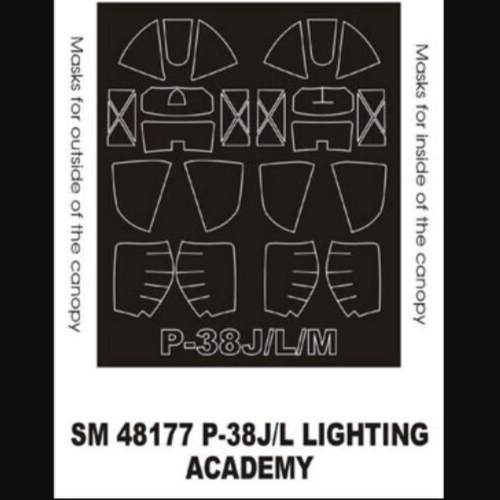 Montex 1/48 Canopy Paint Masks for Academy P-38 P-38J P-38L P-38M ...