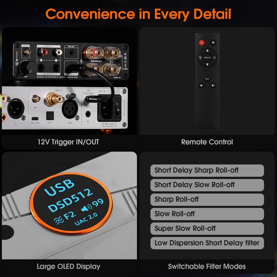 AK4499+AK4191 Fully Balanced DAC Bluetooth USB Audio Converter DSD512 w ...