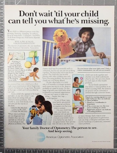 1978 American Optometric Association Life Print Ad Child eye care | eBay
