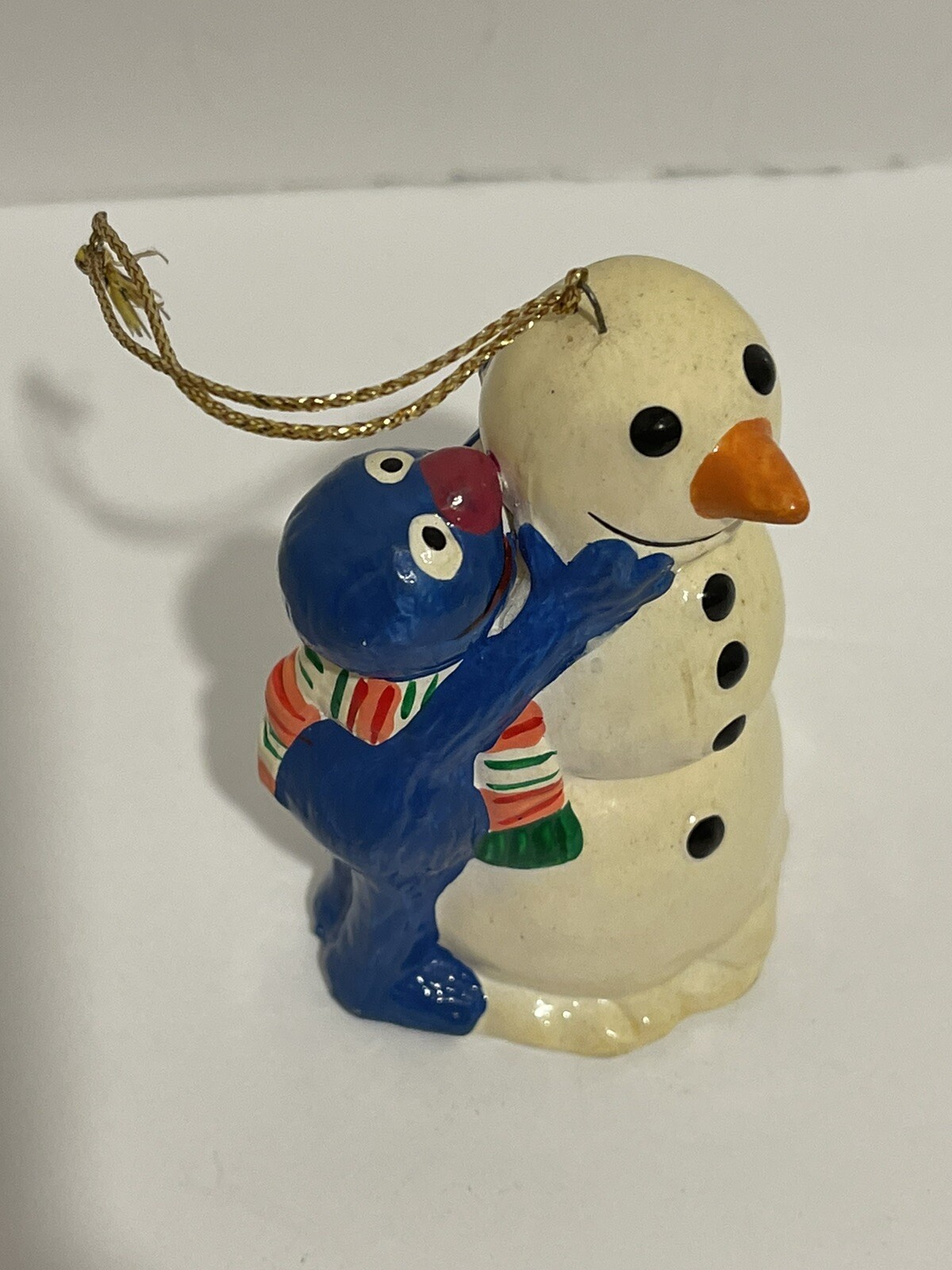 Muppets Inc Grover Building a Snowman Ceramic Christmas Ornament VTG | eBay