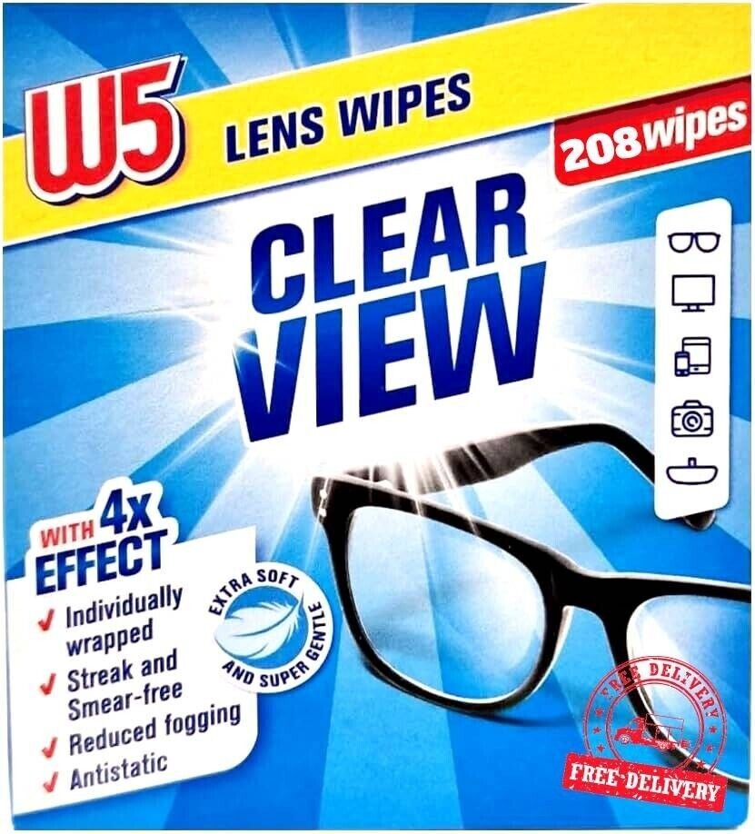 W5 Optical Lens Wipes For Glasses Tablet PC Camera 216 wipes (4 Boxes x ...