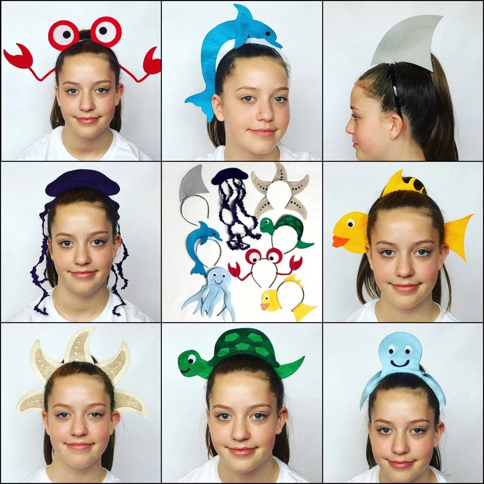 8 Sea creature animals theme ears headband birthday party favor costume ...