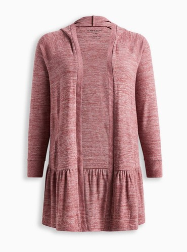 Torrid Super Soft Duster Ruffle Hem Hooded Cardigan Pink 00 M L 10 # ...