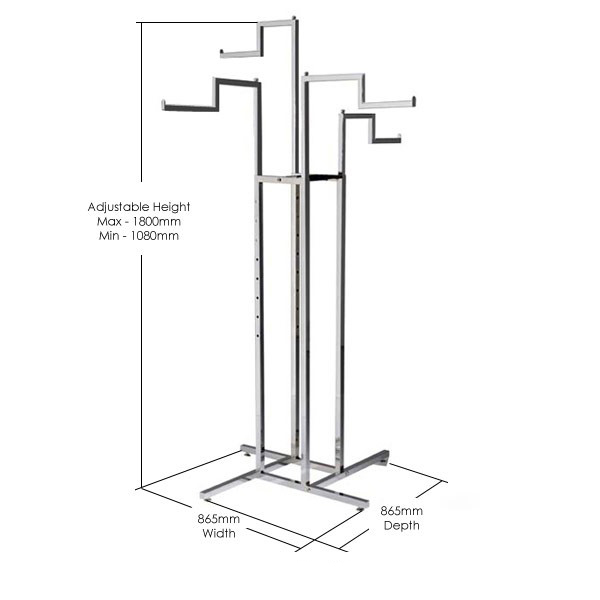 4 WAY ALL STEP ARM CLOTHES RAIL HEAVY DUTY SHOP DISPLAY GARMENT RACK ...