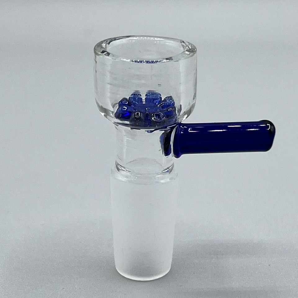 14mm Glass Bowl Slide for Water Pipe - Honeycomb Star Screen - Blue ...