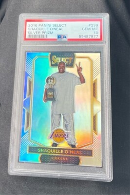 SHAQUILLE O'NEAL 2016 PANINI SELECT SILVER PRIZM PSA 10 GEM MINT LOW ...