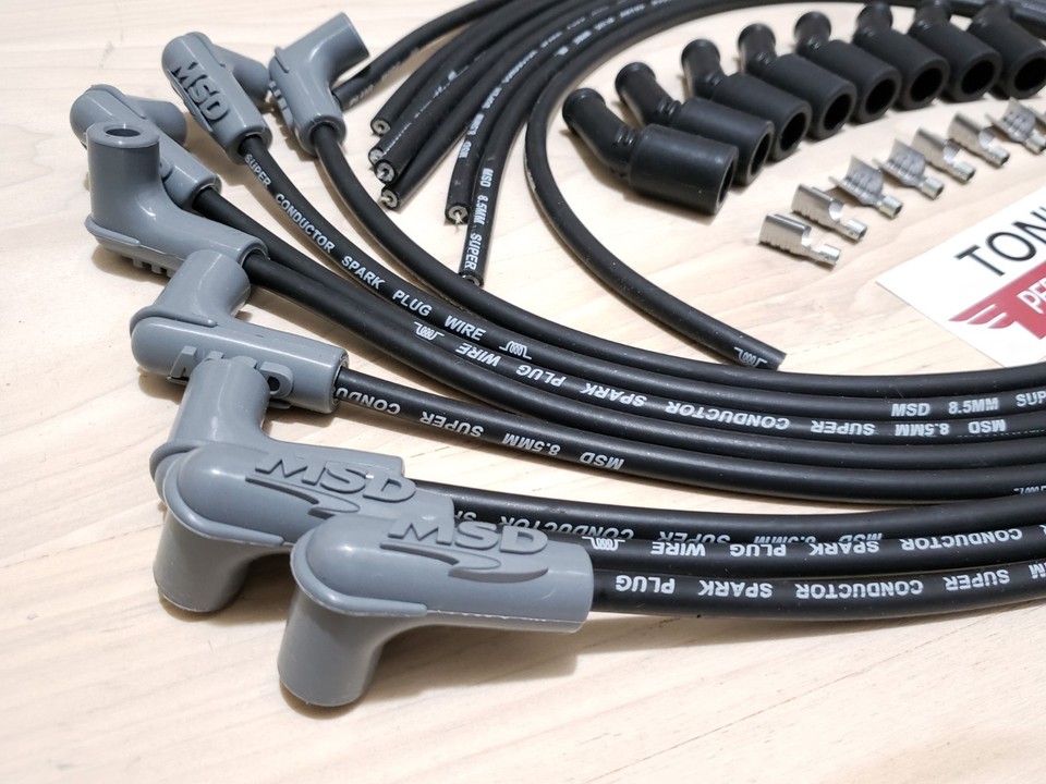 42" MSD 8.5mm LSX LS1 Universal Unassembled 90 Degree Spark Plug Boots ...