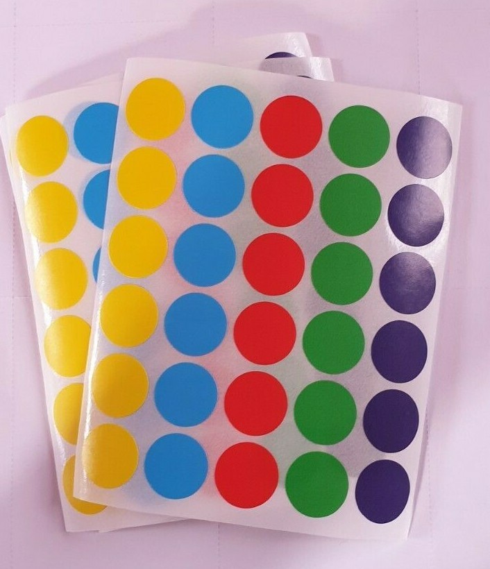 13mm Coloured Dot Stickers Round Sticky Dots Adhesive Circles Labels ...